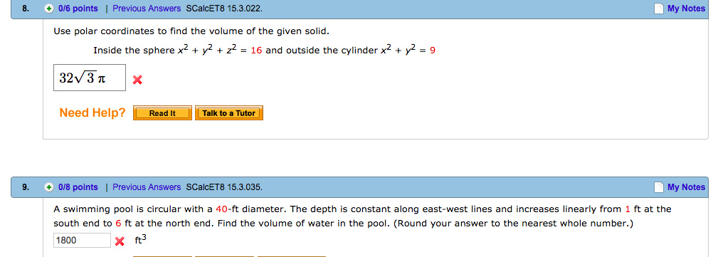Solved 8. 0/6 points | Previous Answers SCalcET8 15.3.022 My | Chegg.com
