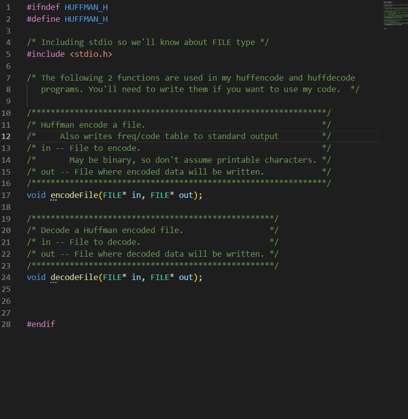 Solved huffencode The program in huffencode.c takes two | Chegg.com