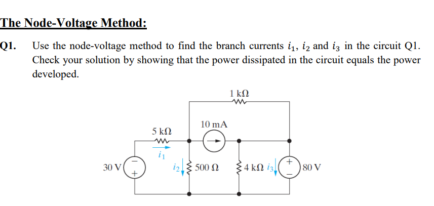 The Node-Voltage Method:Q1. ﻿Use the node-voltage | Chegg.com