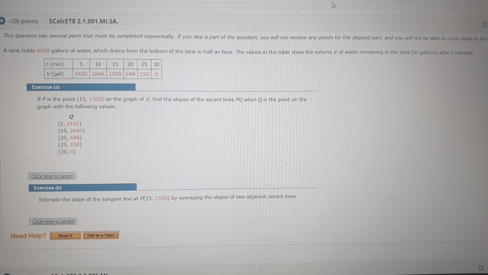 Solved -/20 points SCalcET8 2.1.001.MI.SA. This question has | Chegg.com