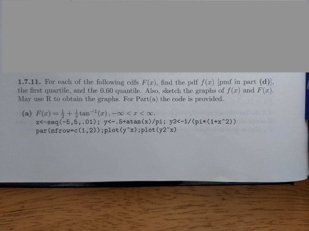 1.7.11. For each of the following cdfs F(x), find the | Chegg.com