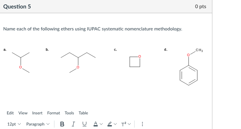 Solved Name each of the following ethers using IUPAC | Chegg.com