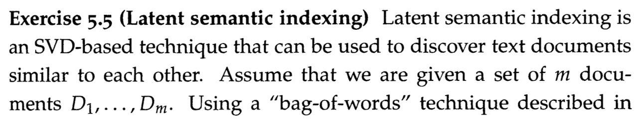 Exercise 5.5 (Latent semantic indexing) Latent | Chegg.com