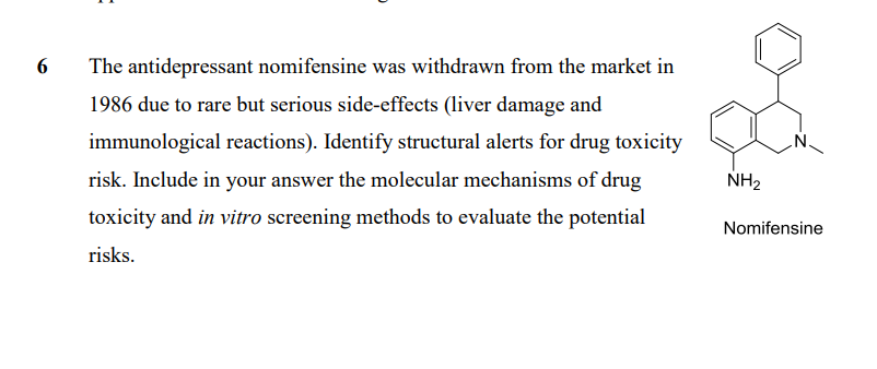 Solved 6 N The antidepressant nomifensine was withdrawn from | Chegg.com