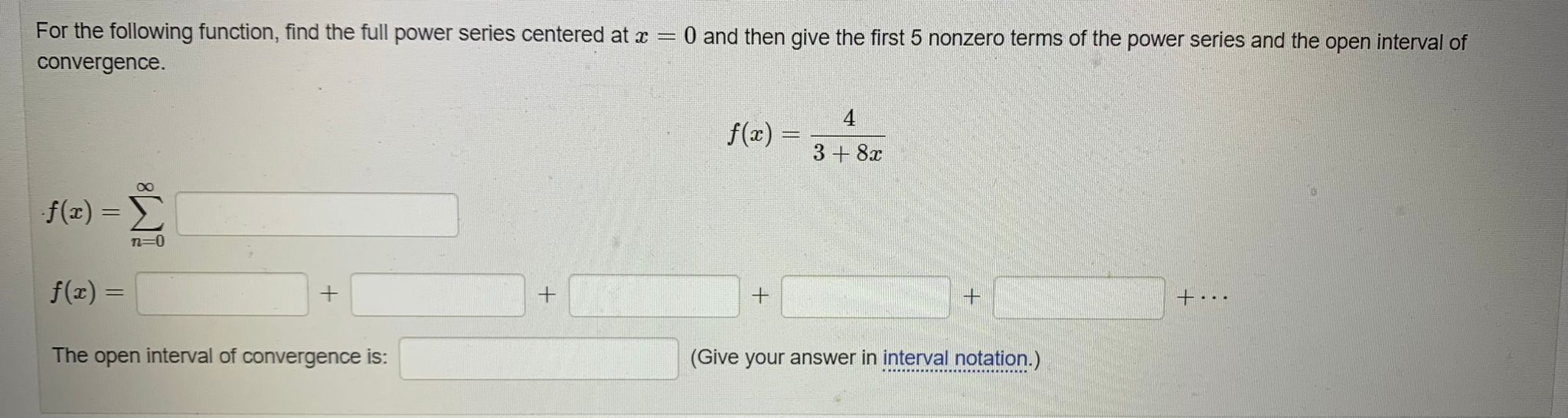Solved For the following function, find the full power | Chegg.com