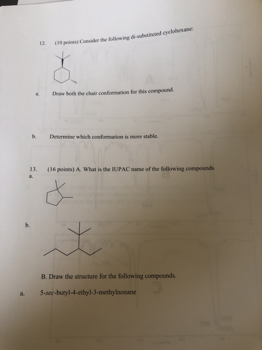 Solved 12. (10 points) Consider the following di-substituted | Chegg.com