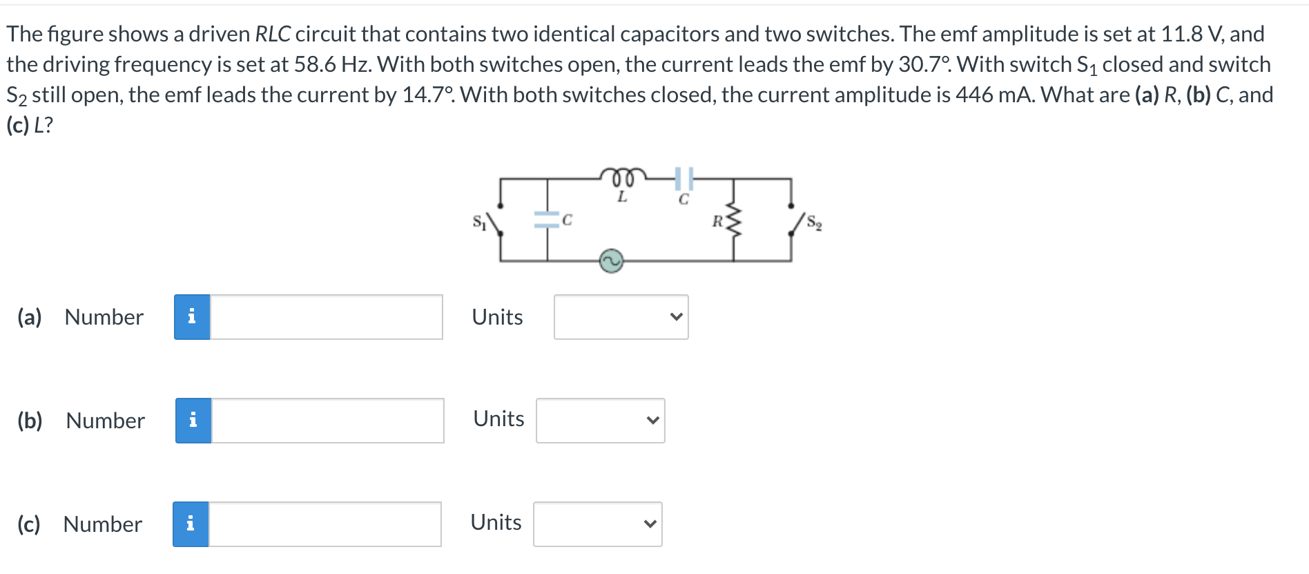 Solved The figure shows a driven RLC circuit that contains | Chegg.com