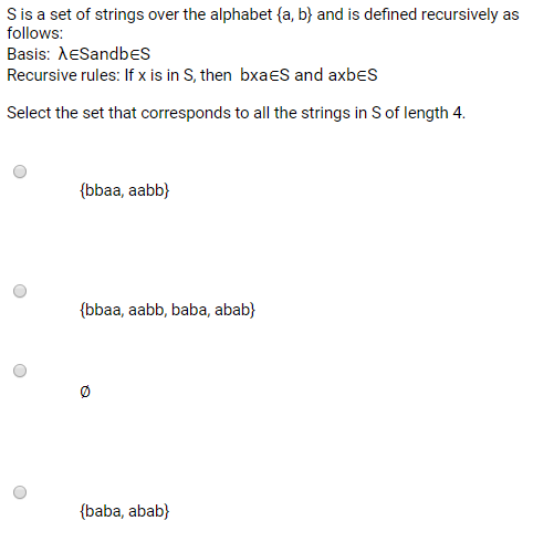 Solved Multiple Choice S is a set of strings over the | Chegg.com