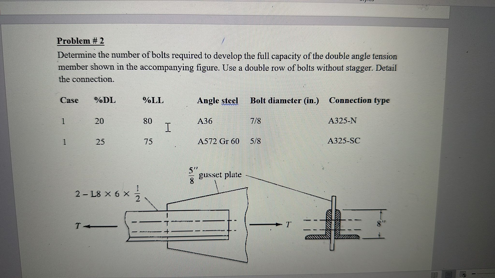 Problem # 2Determine the number of bolts required to | Chegg.com