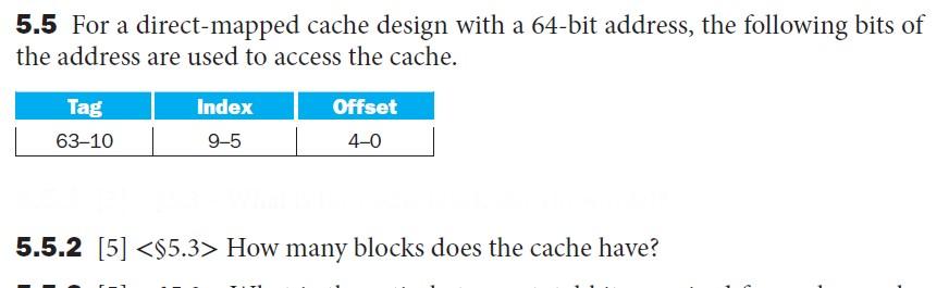 Solved 5.5 For a direct-mapped cache design with a 64-bit | Chegg.com