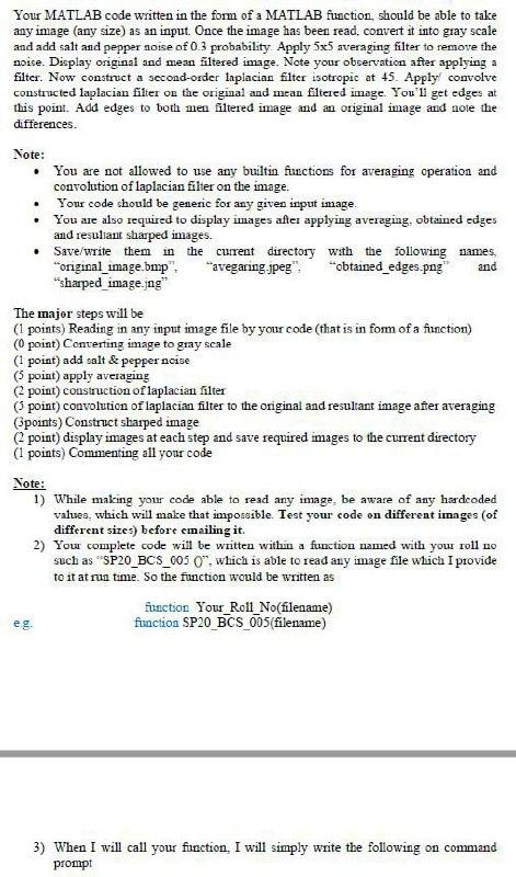 Solved and Your MATLAB code written in the form of a MATLAB | Chegg.com