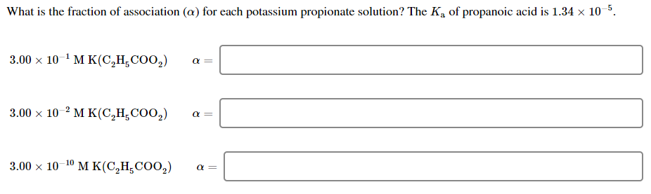 Solved What is the fraction of association (a) for each | Chegg.com
