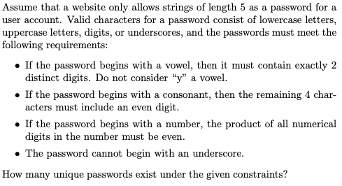 Solved Assume that a website only allows strings of length 5 | Chegg.com