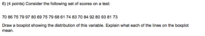 Solved 6) (4 points) Consider the following set of scores on | Chegg.com