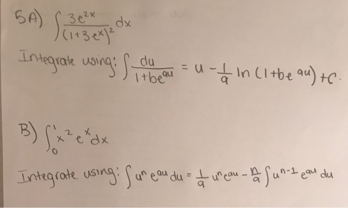 Solved A) integral 3e^2x/(1 + 3e^x)^2 dx Integrate using: | Chegg.com