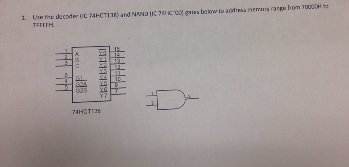 Solved 1. Use the decoder (IC 74HCT138) and NAND (IC | Chegg.com