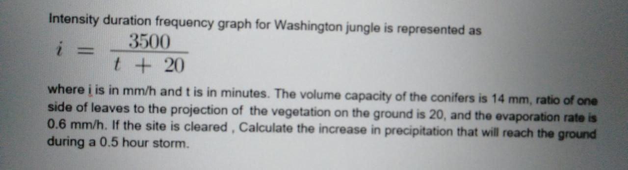 Solved Intensity duration frequency graph for Washington | Chegg.com