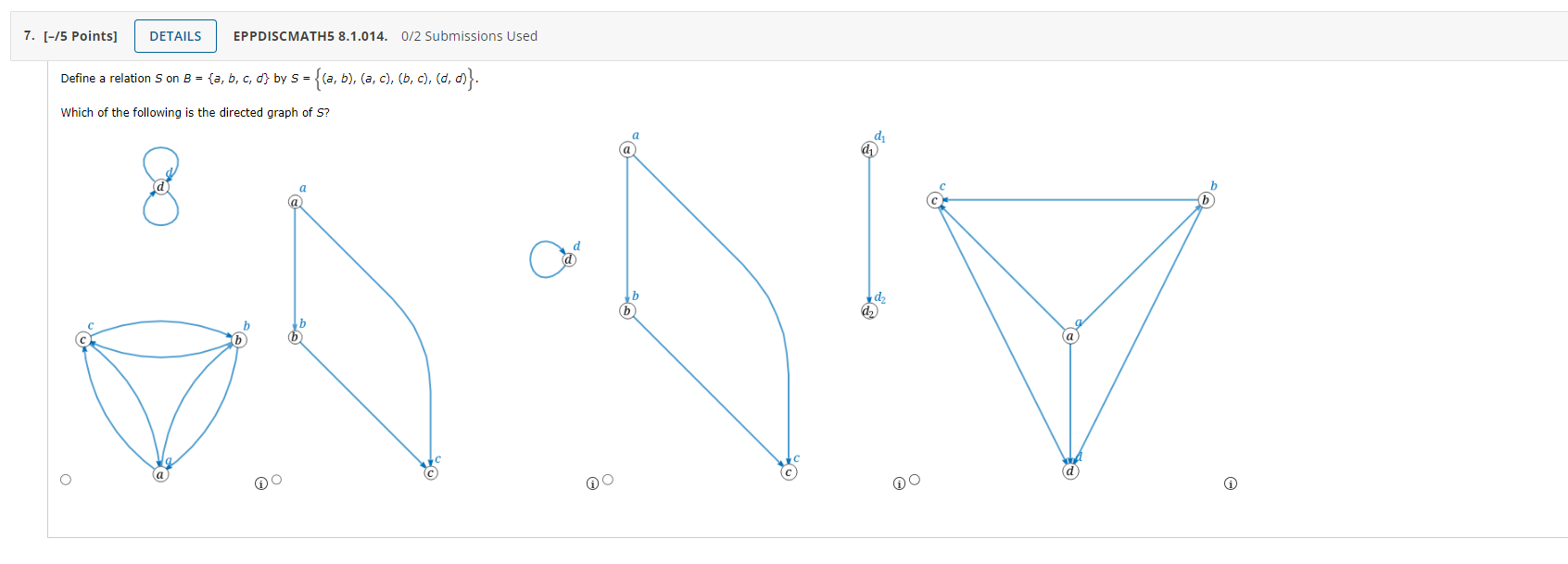 Solved Define a relation S on B={a,b,c,d} by | Chegg.com