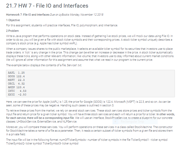 21.7 HW 7 - File IO and Interfaces Homework 7: File | Chegg.com