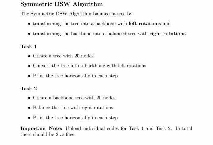Solved Symmetric DSW Algorithm The Symmetric DSW Algorithm | Chegg.com