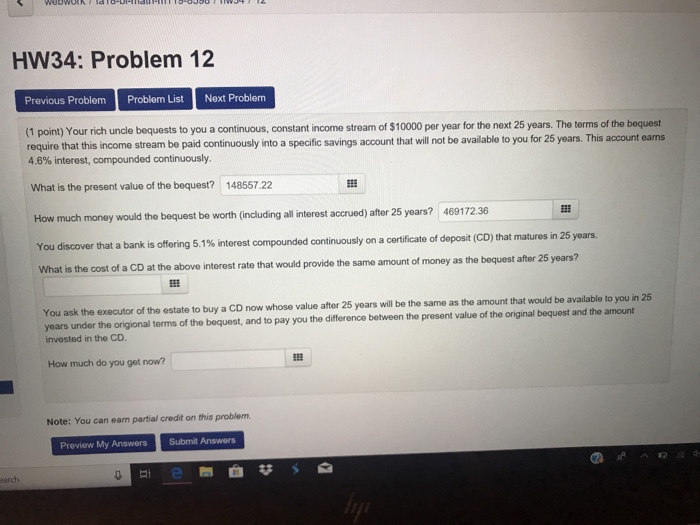 Solved Hw34 Problem 12 Previous Problem Problem Listnext 0179
