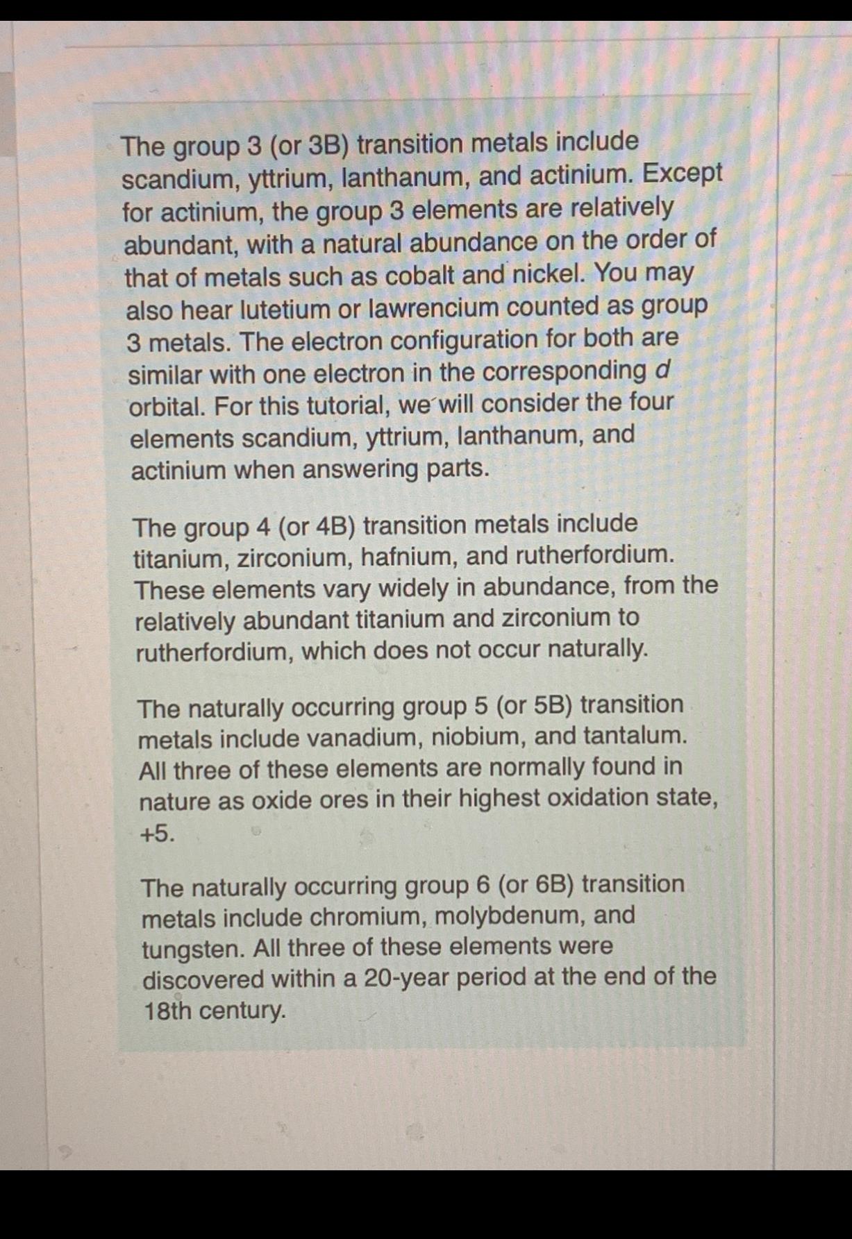Solved A- Which group 3 element is the least reactive? | Chegg.com