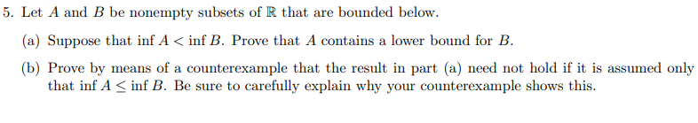 Solved 5. Let A and B be nonempty subsets of R that are | Chegg.com