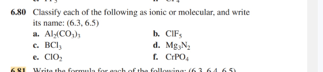 Solved 6.80 Classify each of the following as ionic or | Chegg.com