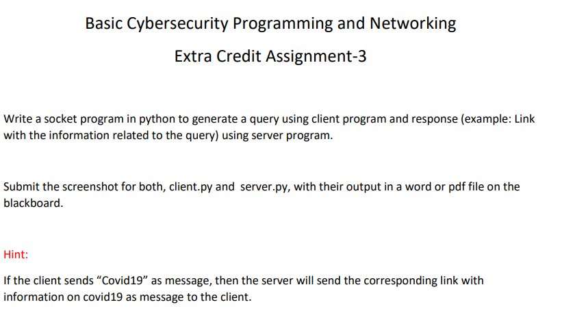 Solved Basic Cybersecurity Programming And Networking Extra Chegg
