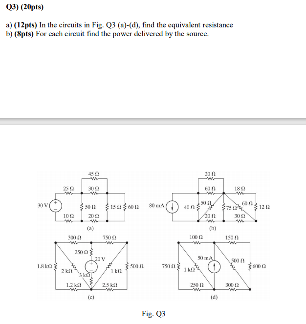 Solved Q3) (20pts) a) (12pts) In the circuits in Fig. Q3 | Chegg.com