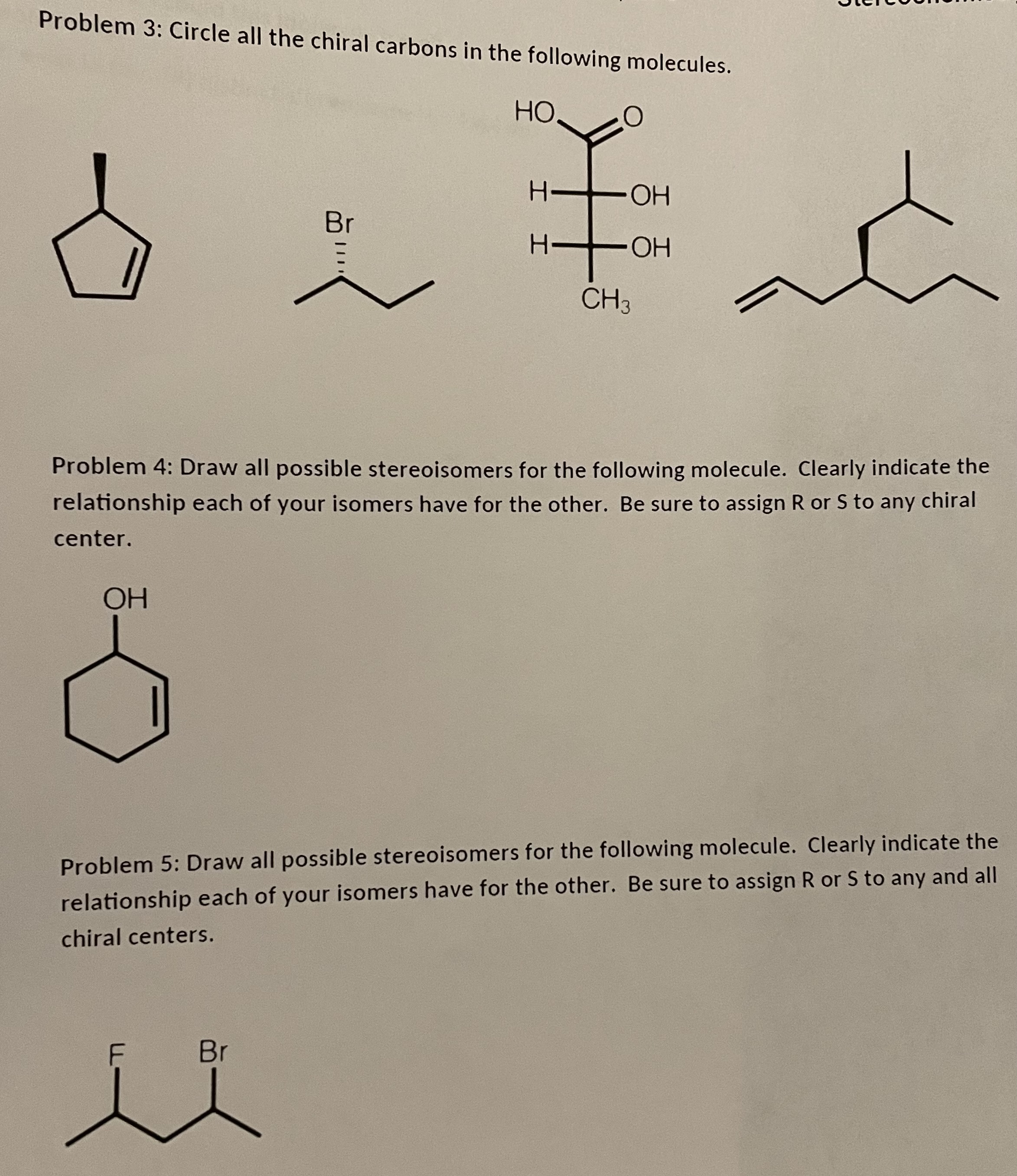 Solved Problem 3: Circle all the chiral carbons in the | Chegg.com