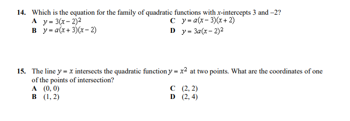 Solved 4. Which is the equation for the family of quadratic | Chegg.com