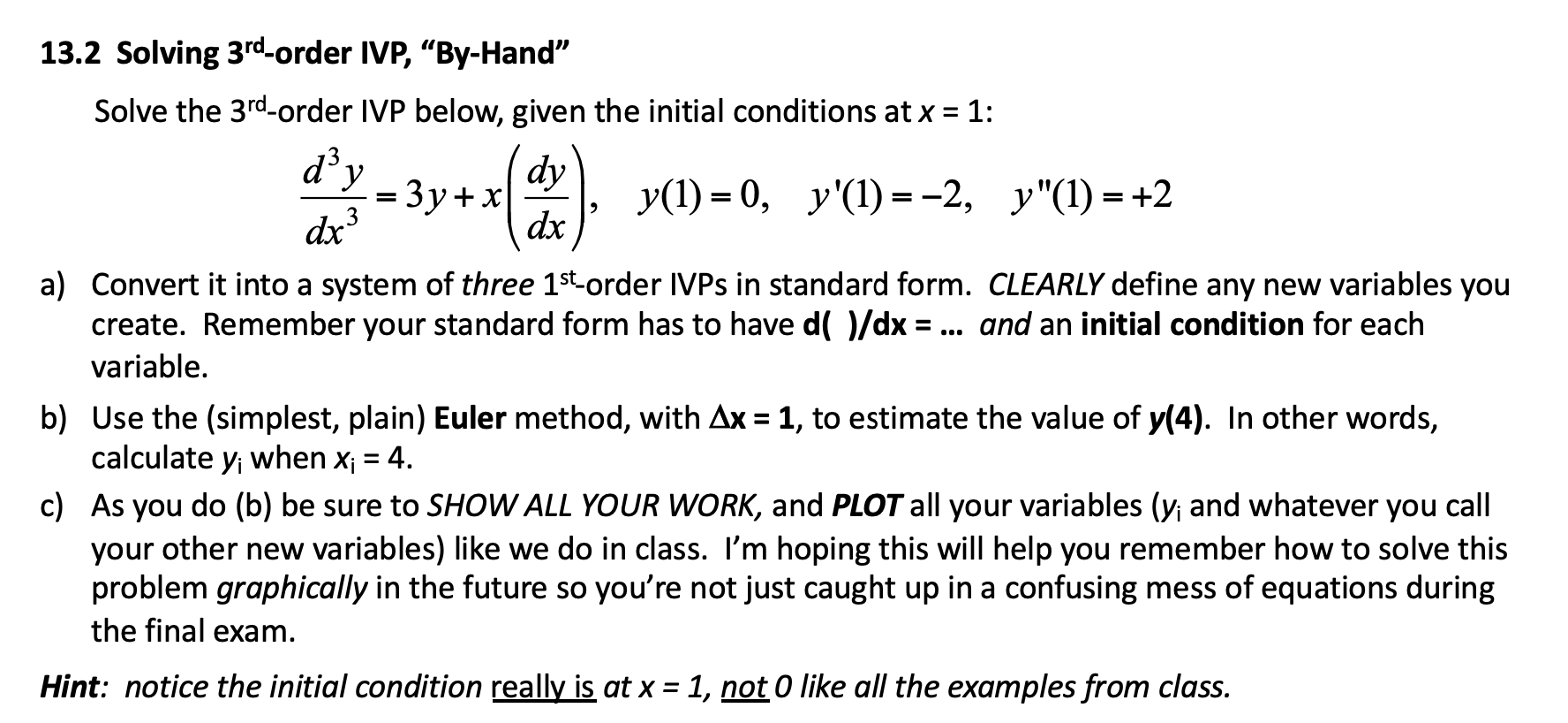 Solved 13.2 Solving 3rd-order IVP, "By-Hand" Solve the | Chegg.com