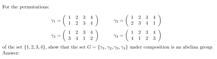 Solved For the permutations: (1 2 3 4 ( 1 2 3 4 1 2 3 4 = 2 | Chegg.com