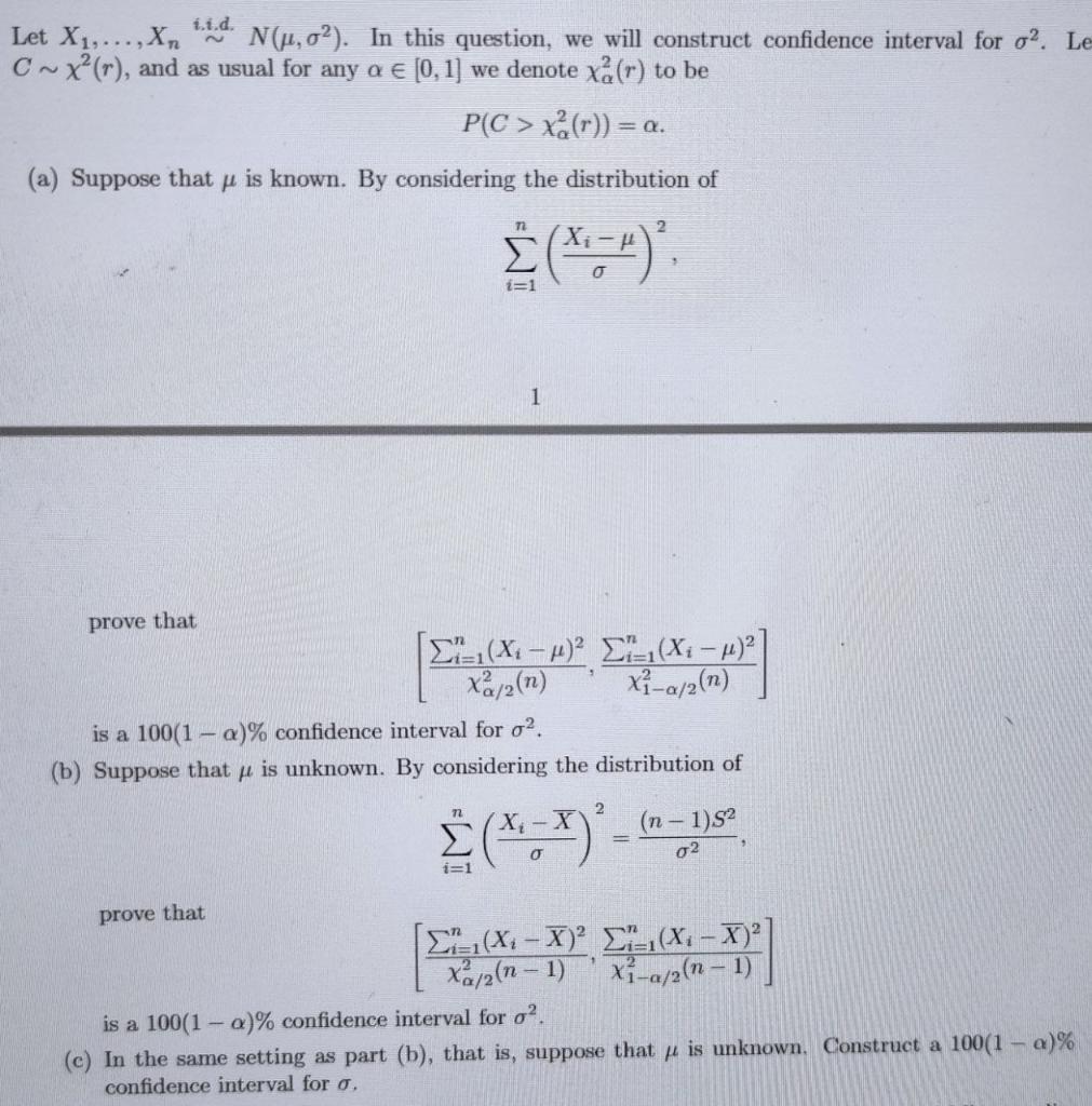 Solved Let X1,…,Xn∼i.i.d.N(μ,σ2). In this question, we will | Chegg.com