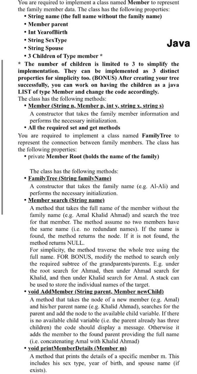 Solved You are required to implement a class named Member to | Chegg.com