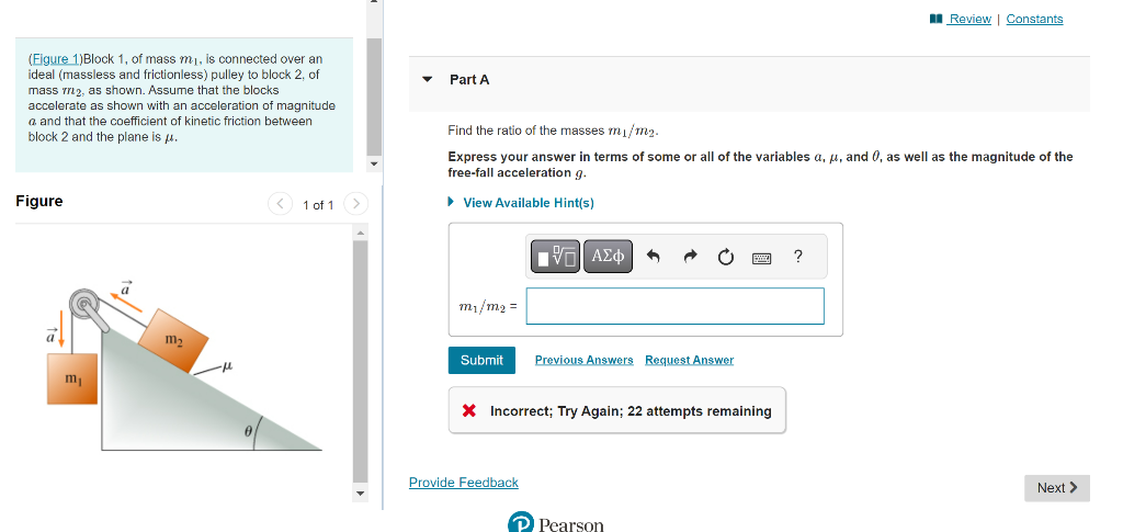 [Solved]: (Figure 1)Block 1 , of mass m1, is connected ove