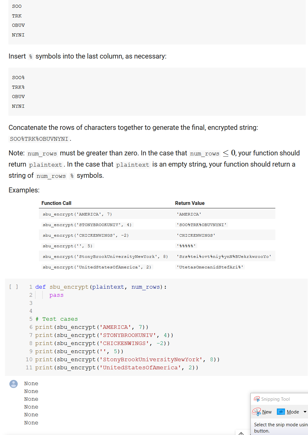 Solved Write a function sbu_encrypt() that takes two | Chegg.com