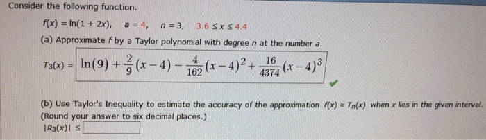 Solved Consider the following function. f(x) =ln( 1 + 2x), | Chegg.com