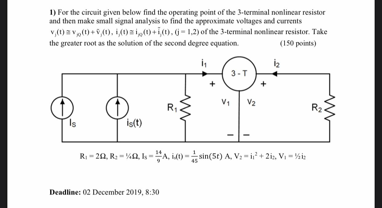 Solved 1) For the circuit given below find the operating | Chegg.com