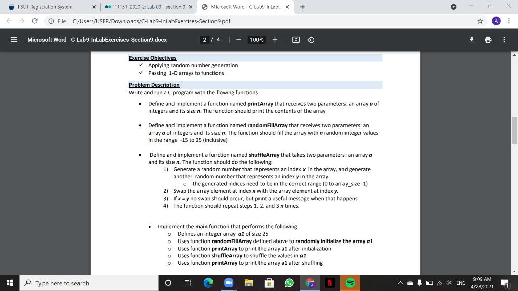 Solved PSUT Registration System .. 11151_2020_2: Lab 09 - | Chegg.com