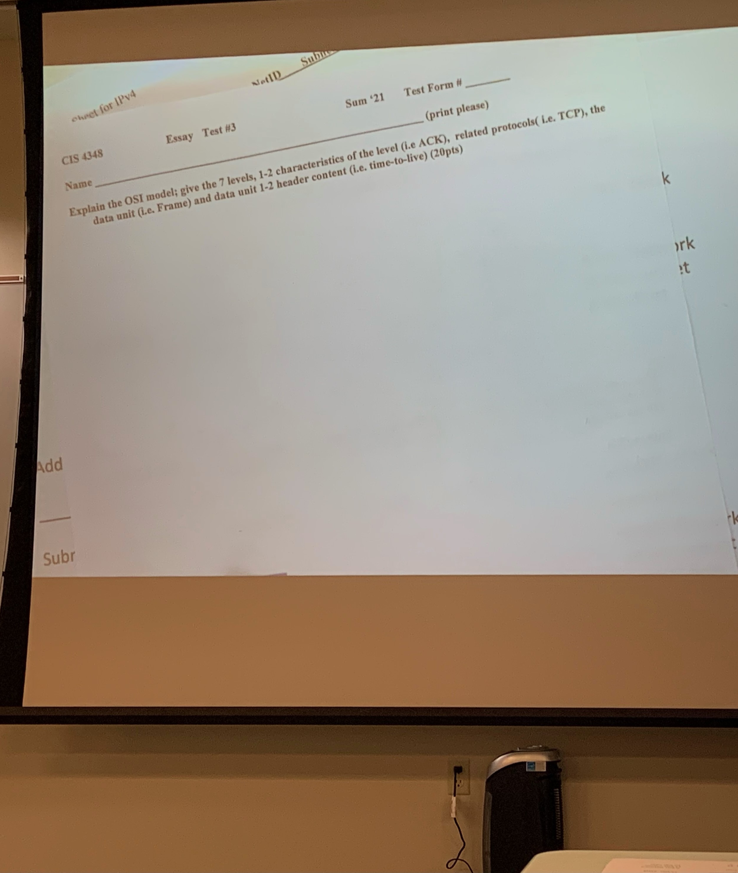 Solved CIS 4348 Name Explain the OSI model; give the 7 | Chegg.com
