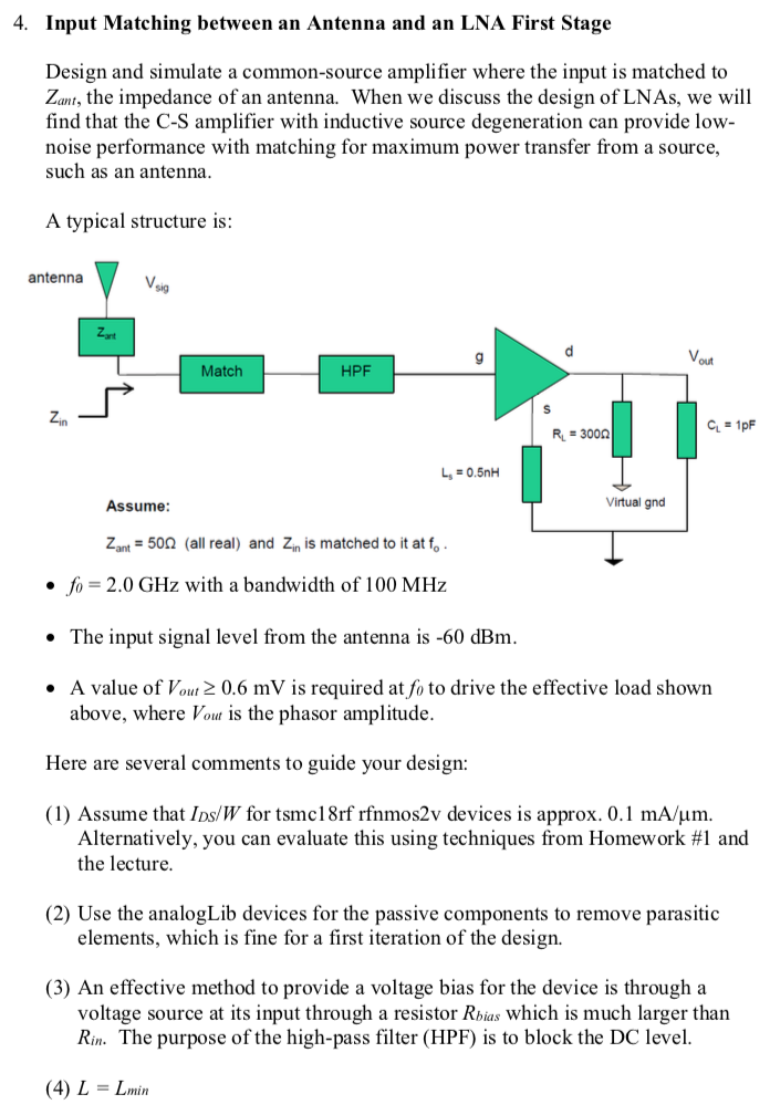 4. Input Matching between an Antenna and an LNA First | Chegg.com