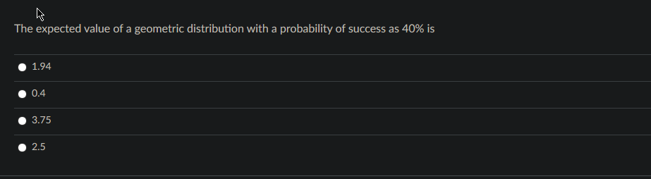 Solved The expected value of a geometric distribution with a | Chegg.com