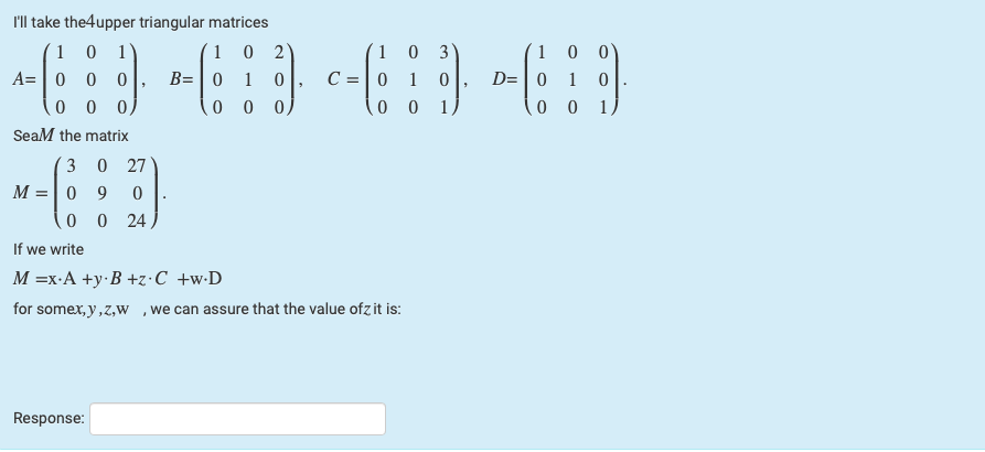 Solved I'll take the4upper triangular matrices | Chegg.com