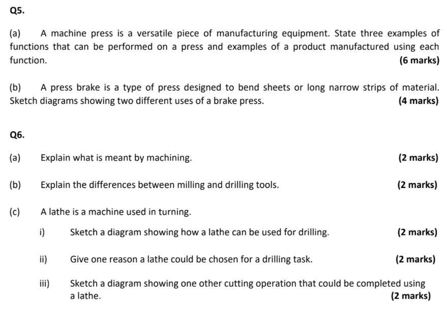 Solved Q5. (a) A machine press is a versatile piece of | Chegg.com