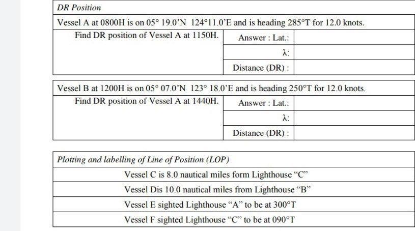 Question: Show Dead Reckoning computation solution. | Chegg.com