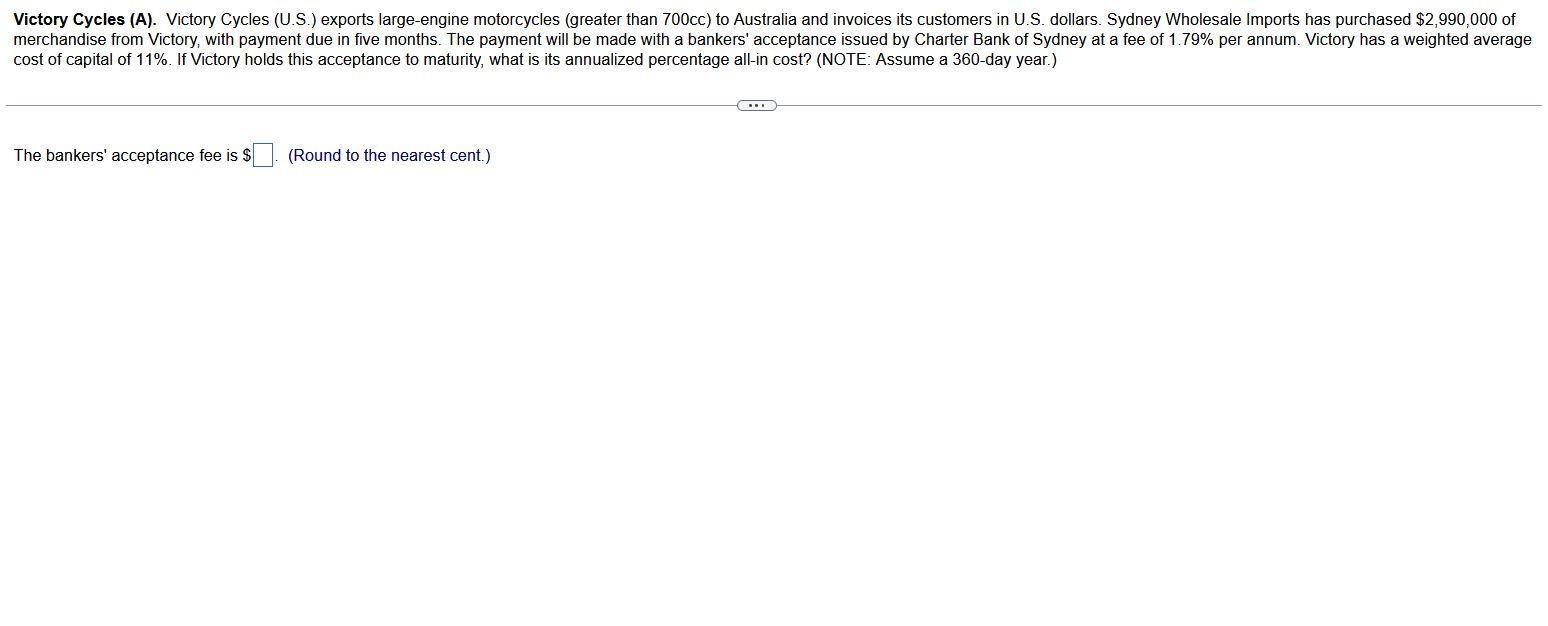 Solved Victory Cycles (A). Victory Cycles (U.S.) exports | Chegg.com