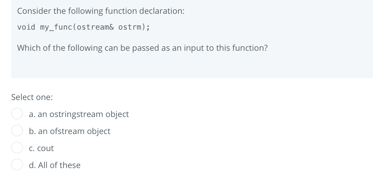 Solved Consider the following function declaration: void | Chegg.com