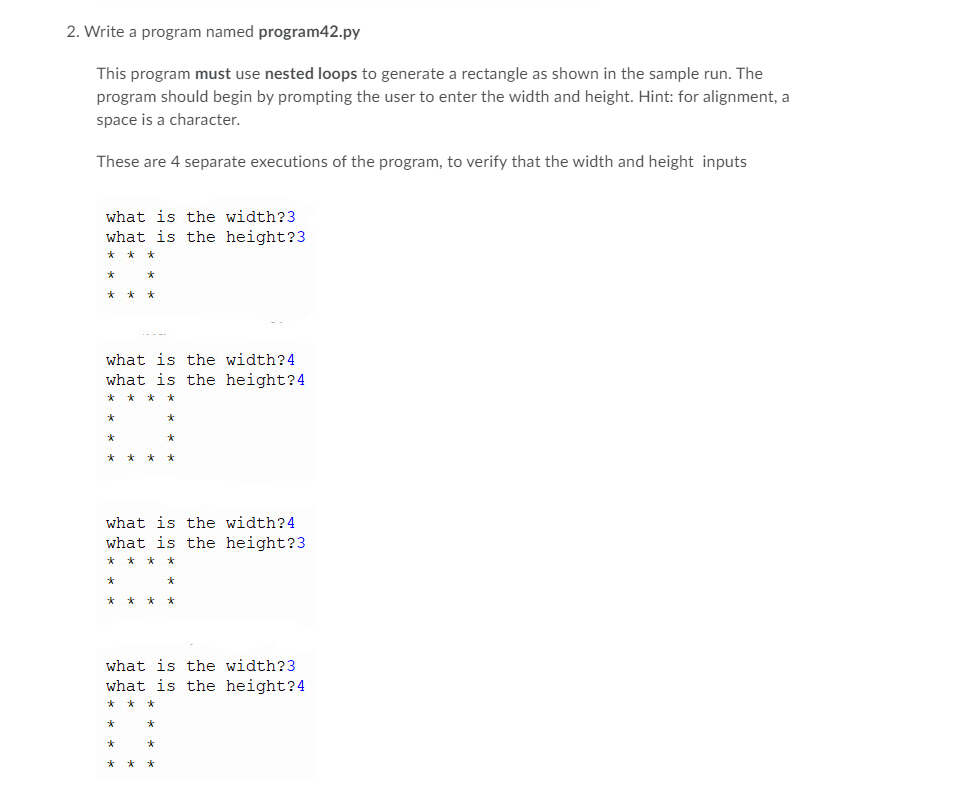 Solved 2. Write a program named program42.py This program | Chegg.com
